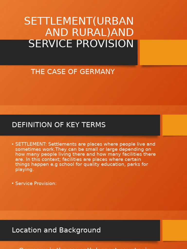 Settlement (Urban and Rural) and Service Provision | PDF