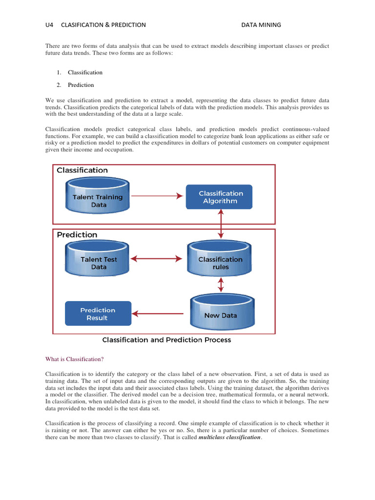 U4 Clasification and Prediction | PDF | Statistical Classification | Cluster Analysis