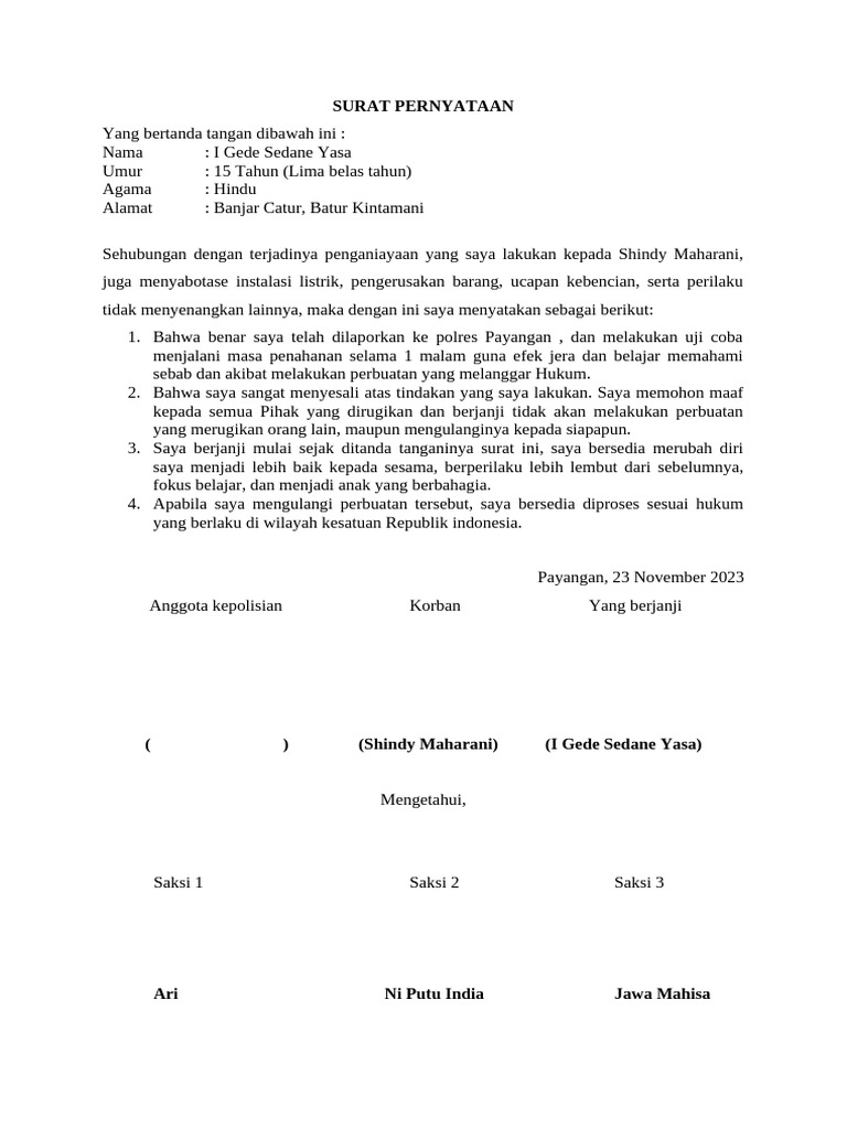 SURAT PERNYATAAN Gede | PDF