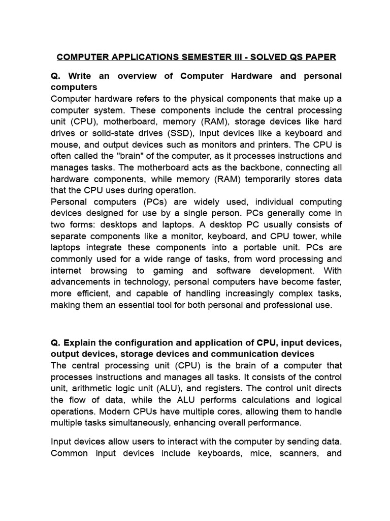 Computer Applications Semester Iii - PW | PDF | World Wide Web ...