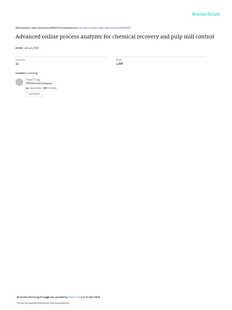 Advanced Online Process Analyzer For Chemical Recovery and Pulp Mill ...