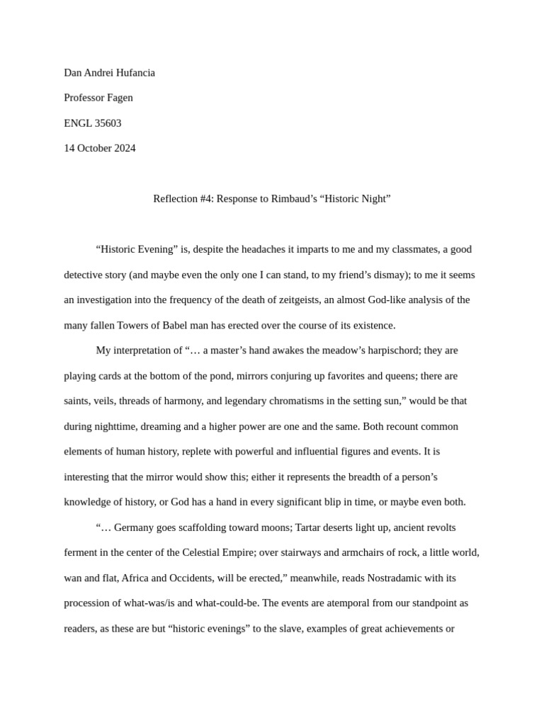 Hufancia ENGL 35603 Reflection 4 RESPAR | PDF