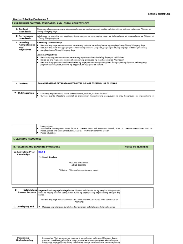 Inset Lesson Plan. HOTS | PDF