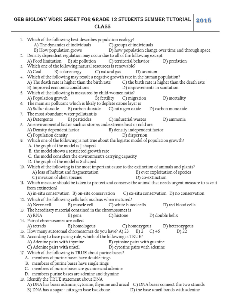 Bio. Work sheet | PDF | Enzyme | Genotype