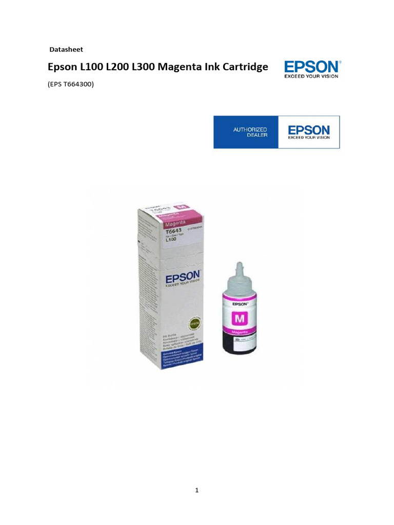 Epson L300 Magenta Ink Cartridge Info | PDF
