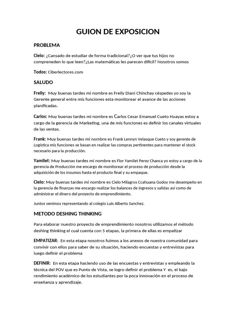 GUION DE EXPOSICION | PDF