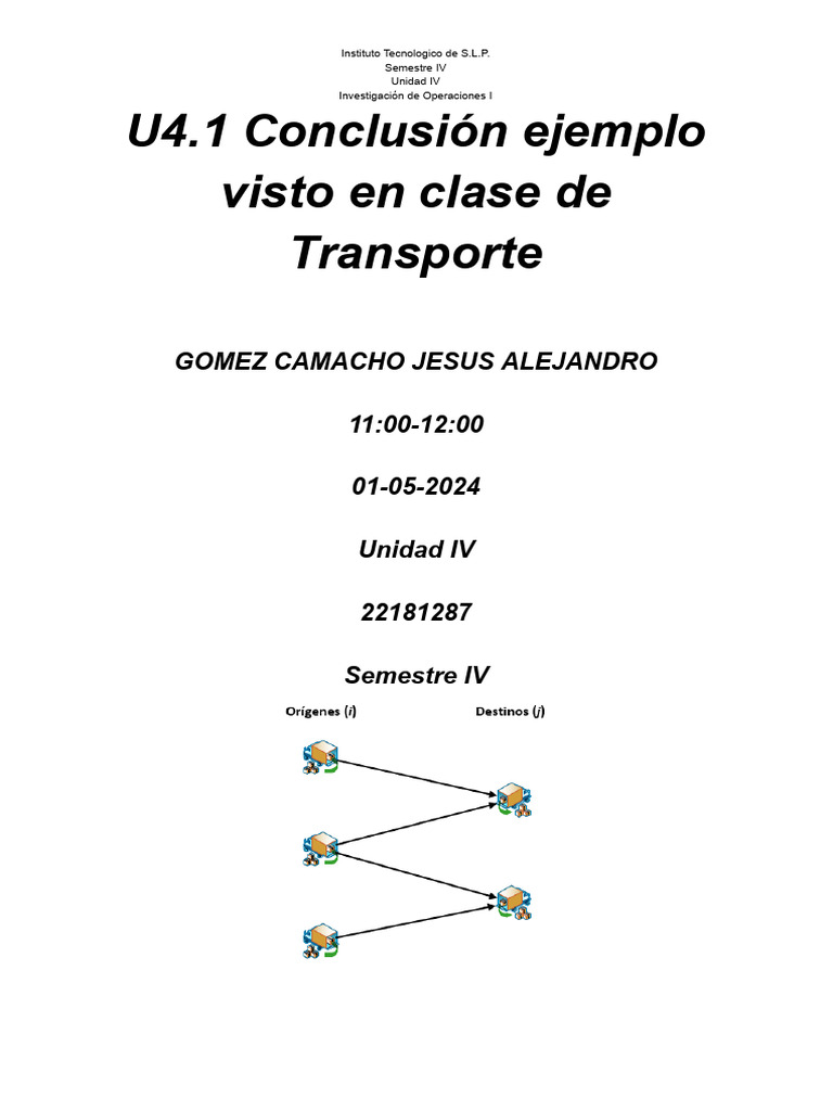 U4.1 Conclusión Ejemplo Visto en Clase de Transporte | PDF