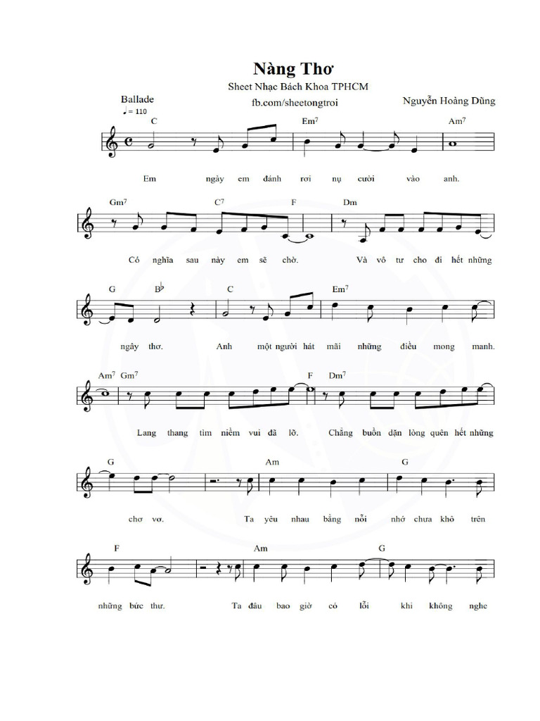 Sheet Nhac Nang Tho 1 | PDF