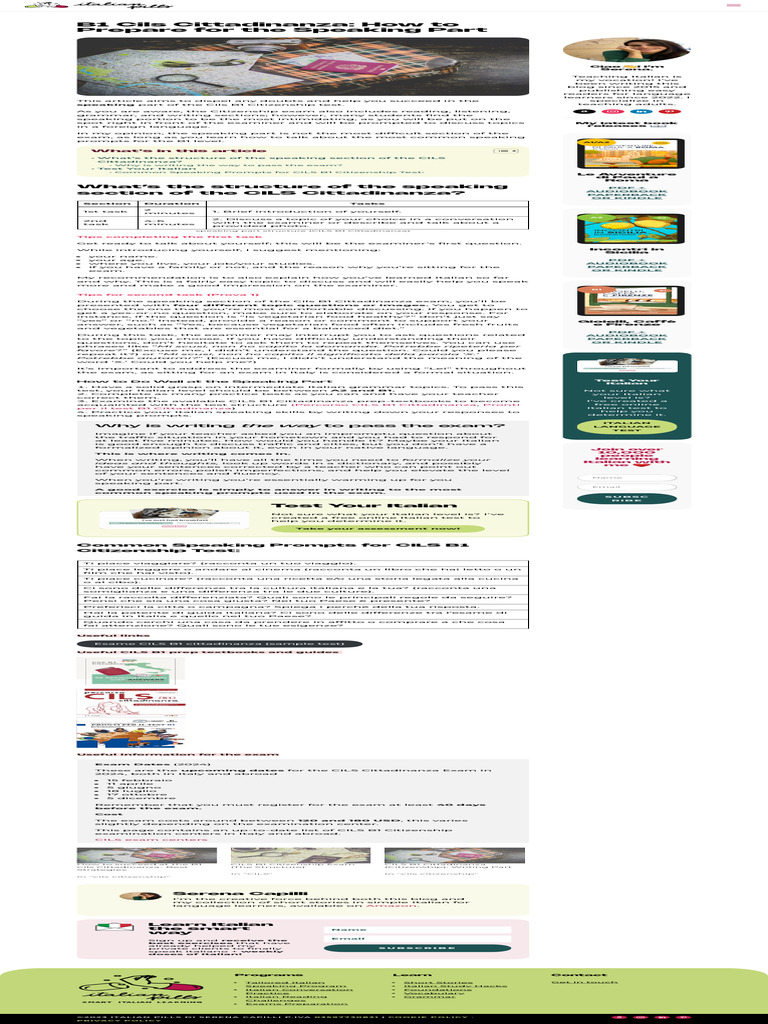 B1 Cils Cittadinanza How To Prepare For The Speaking Part - Smart ...