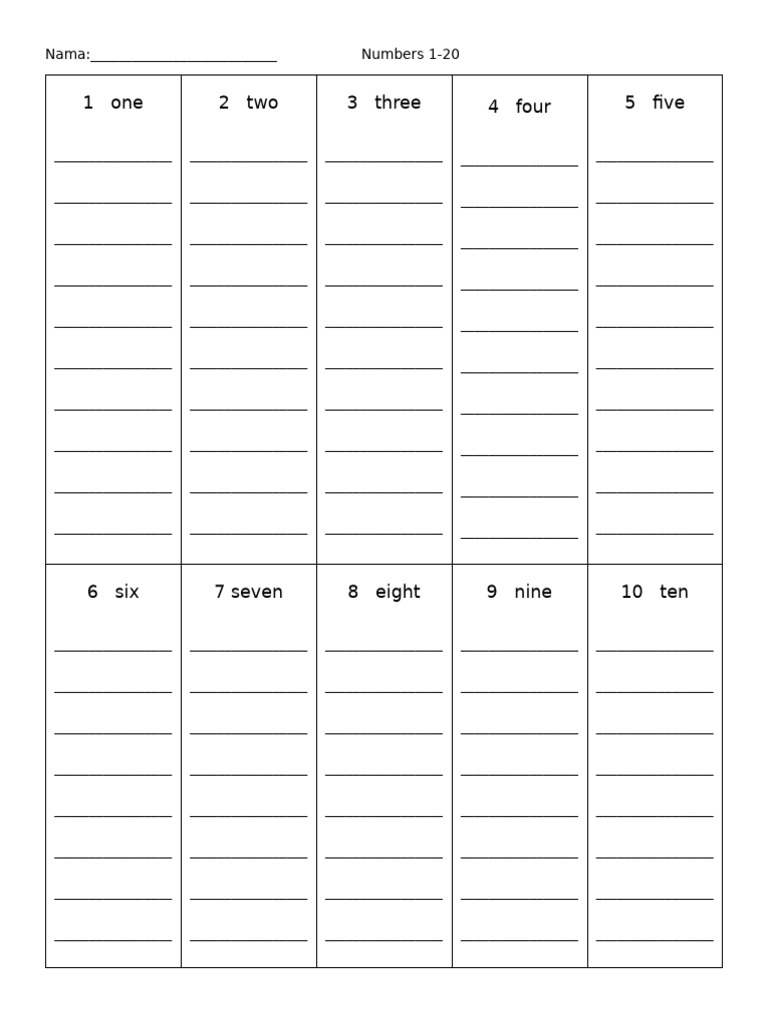 Number Writing Practice Sheet | PDF