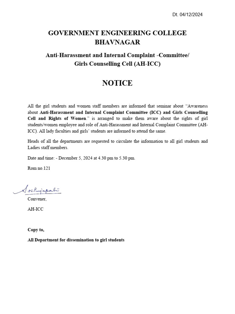 Notice - Seminar - 5 Dec 2024 | PDF