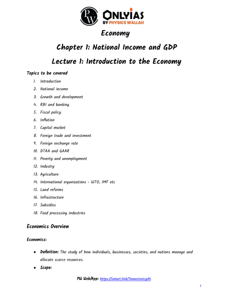 National Income and GDP 01 : Daily Class Notes | PDF