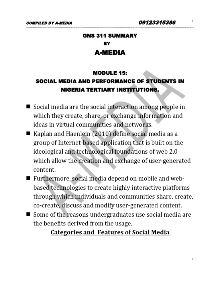 Gns 211 Summary by A-Media (Chapter 15) | PDF | Popular Culture & Media ...