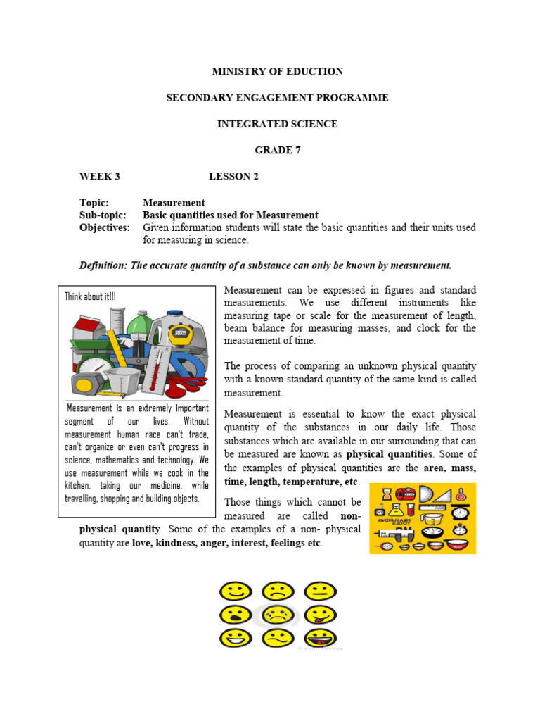 BASIC QUANTITIES USED FOR MEASUREMENT Week 3 Lesson 2 | PDF | Measurement | Quantity