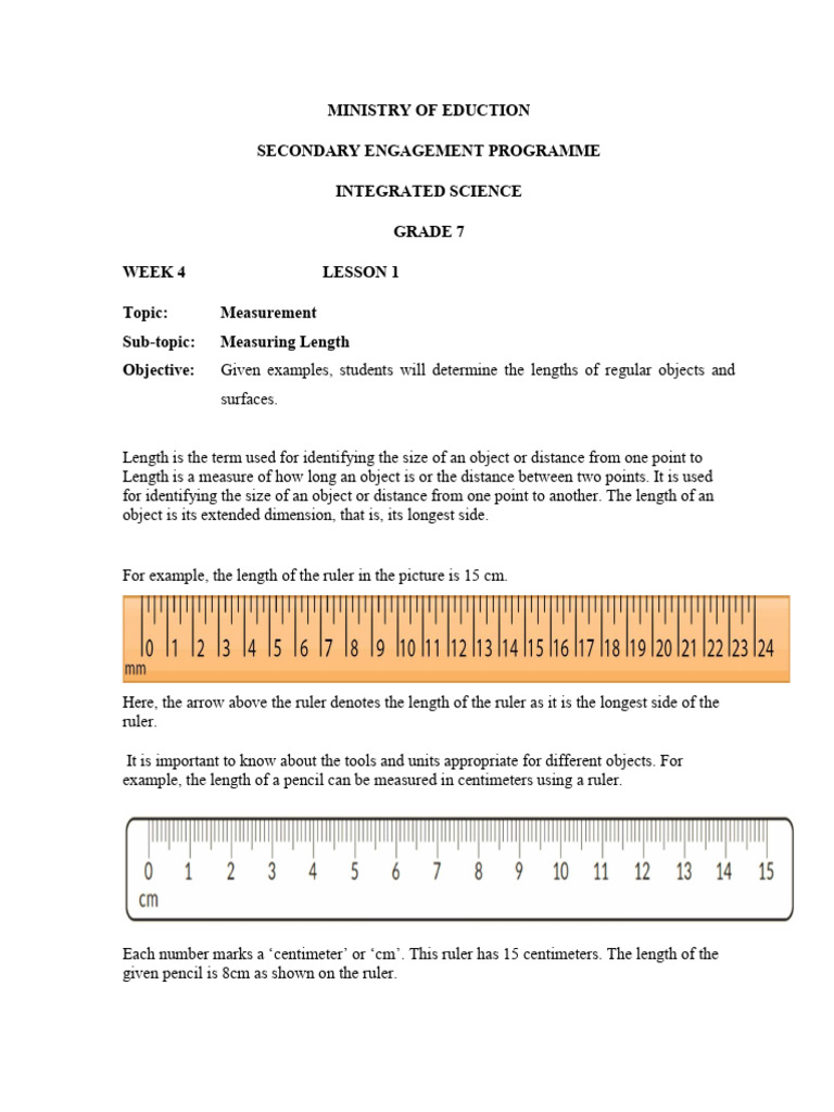 MEASURING LENGTH Week 4 Lesson 1 | PDF | Length | Distance