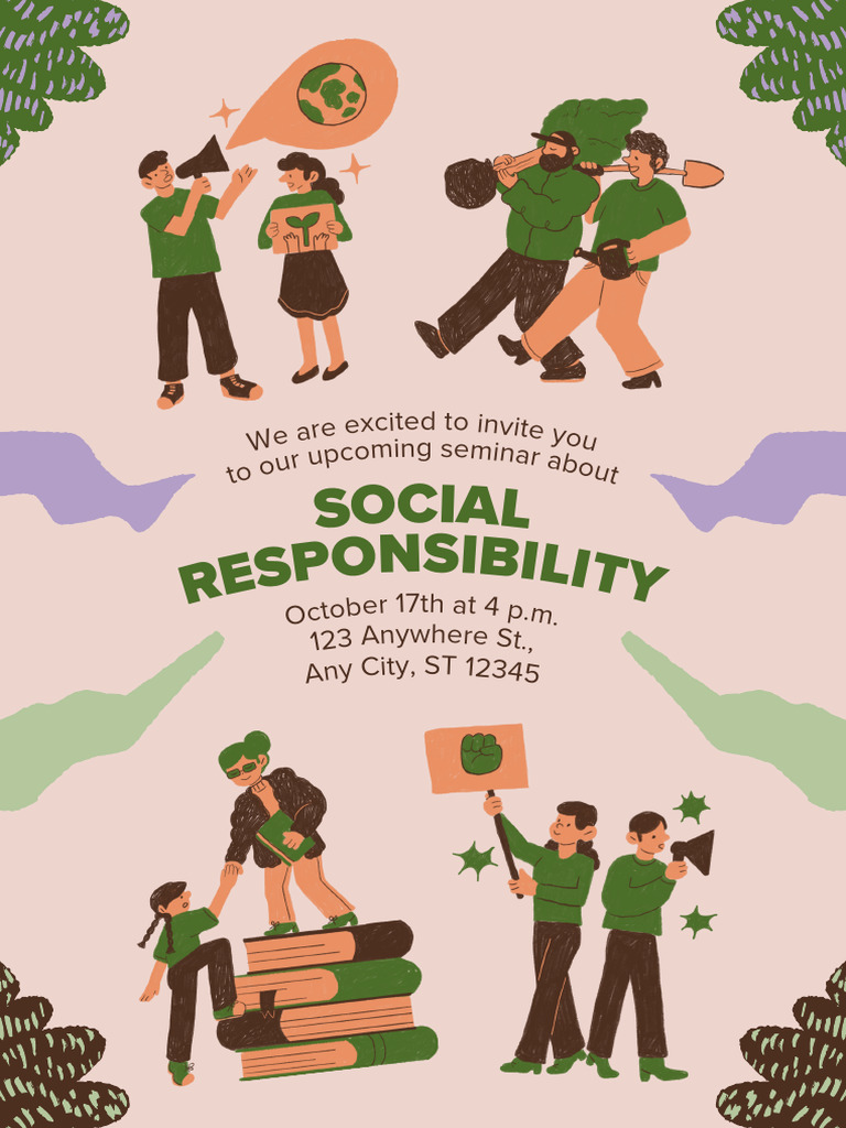 Green Purple Creative Social Responsibility Seminar Flyer PDF | PDF