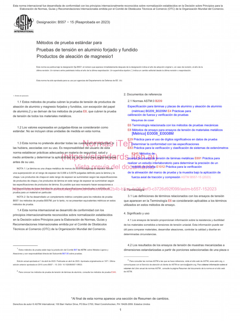 Astm B557 15 2023 | PDF | Calibración | Materiales