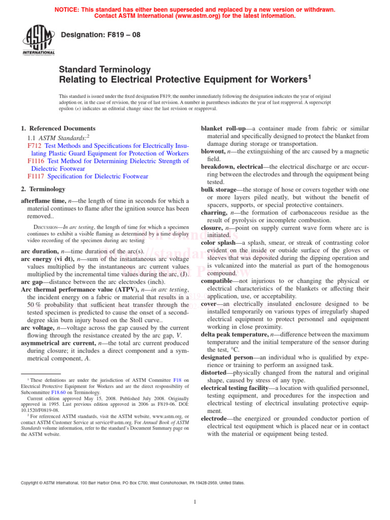 ASTM-F819-08 | PDF | Electric Arc | Materials Science