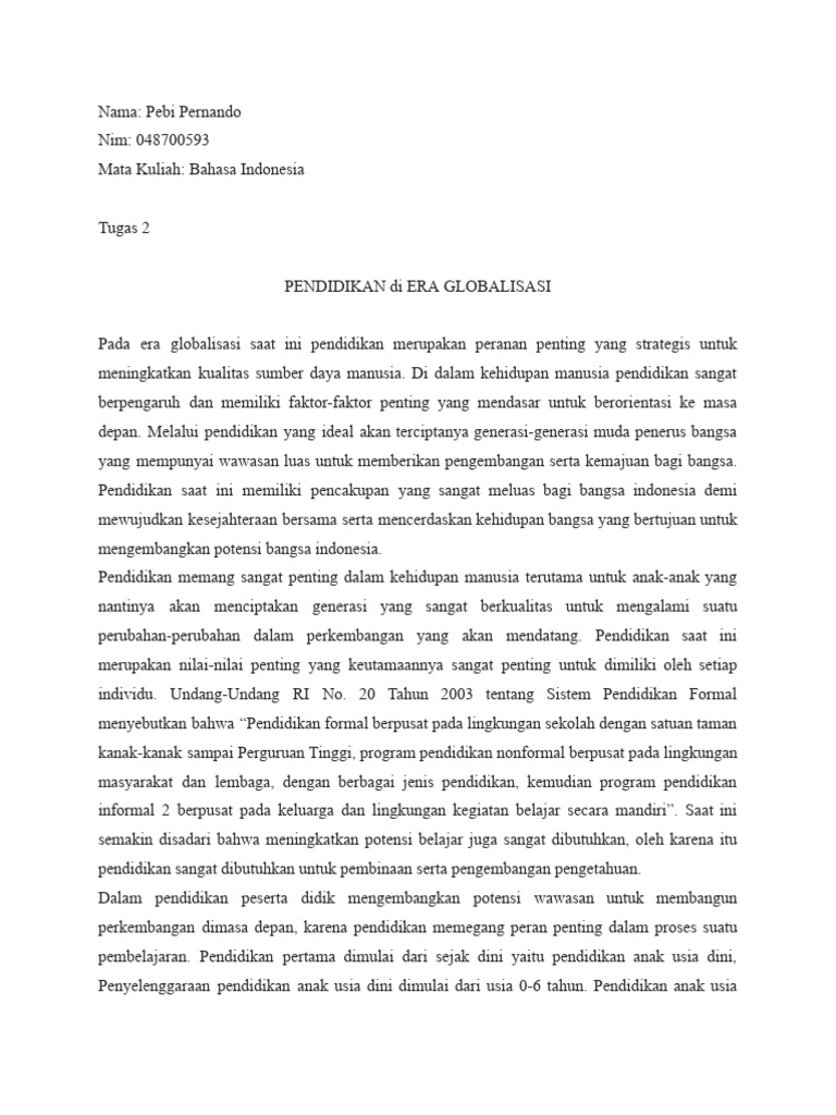 Tugas 2 Pebi Pernando NIM 048700593 | PDF