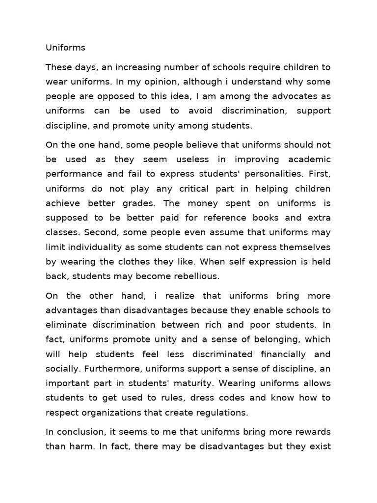 For or Against - Uniforms | PDF