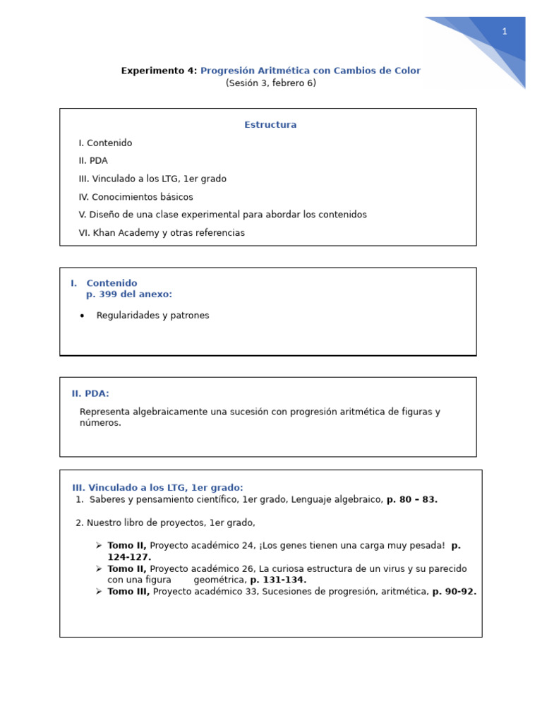 Experimento 4. Progresión Aritmética Con Cambios de Color | PDF | Secuencia | Matemáticas