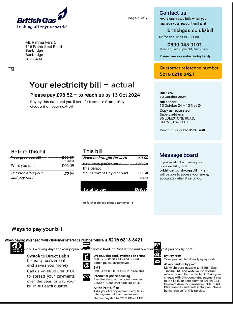 Utility Bill Template 24 | PDF | Cheque | Payments