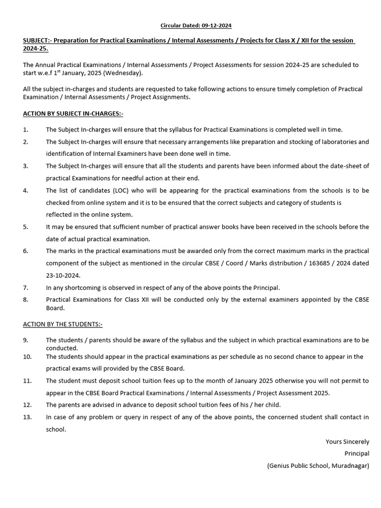Class X/XII Practical Exam Prep 2024-25 | PDF | Qualifications