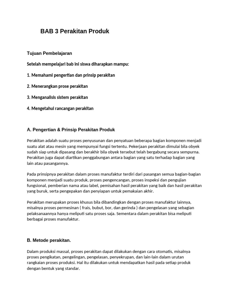 BAB 3 Perakitan Produk | PDF