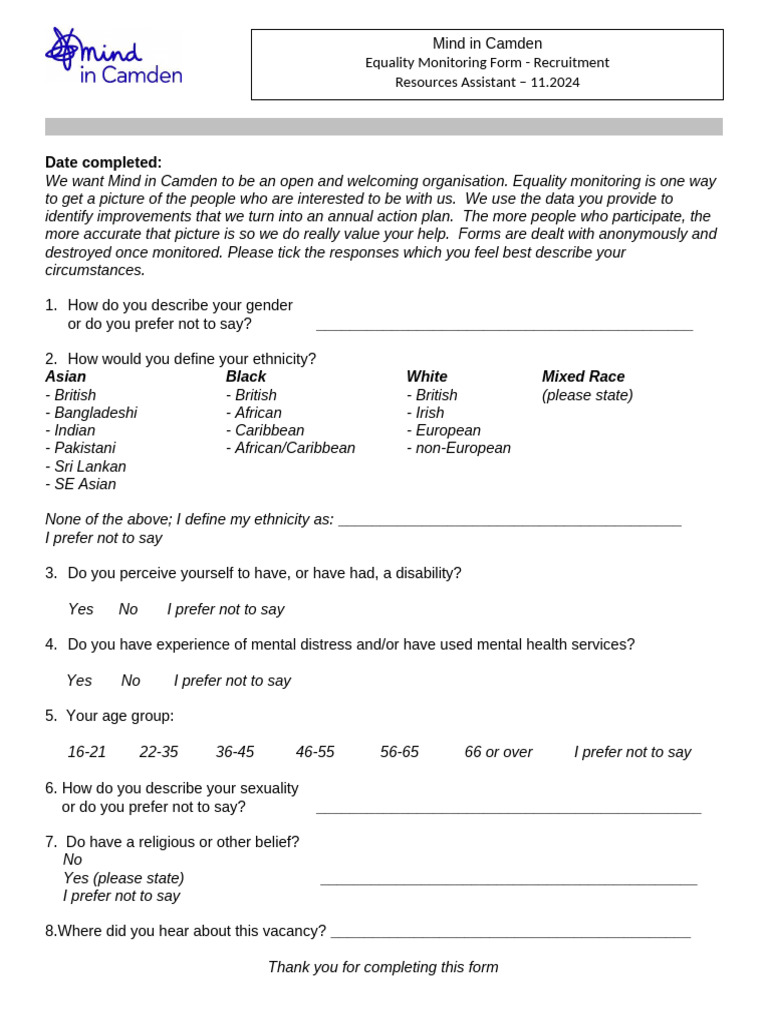 Equality Monitoring Form 11.2024 1 | PDF