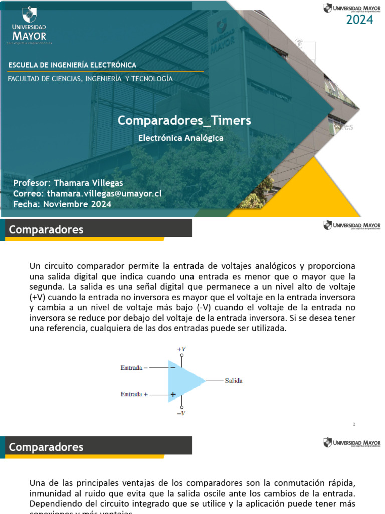 Clase 15. Comparadores - LISTO | PDF | Electrónica | Ingenieria Eléctrica