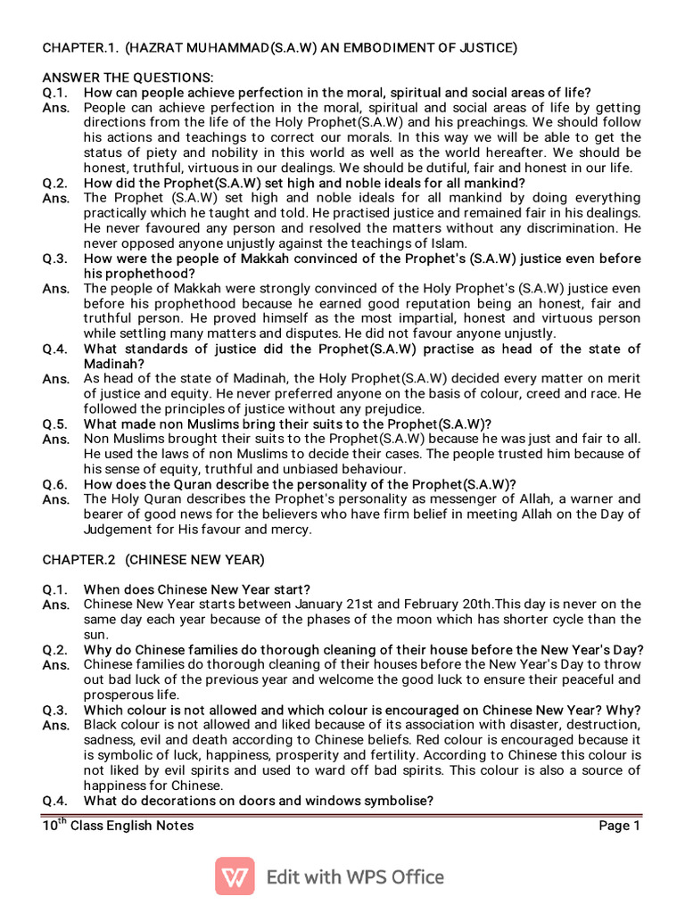 Questions and Answers of All Lessons | PDF