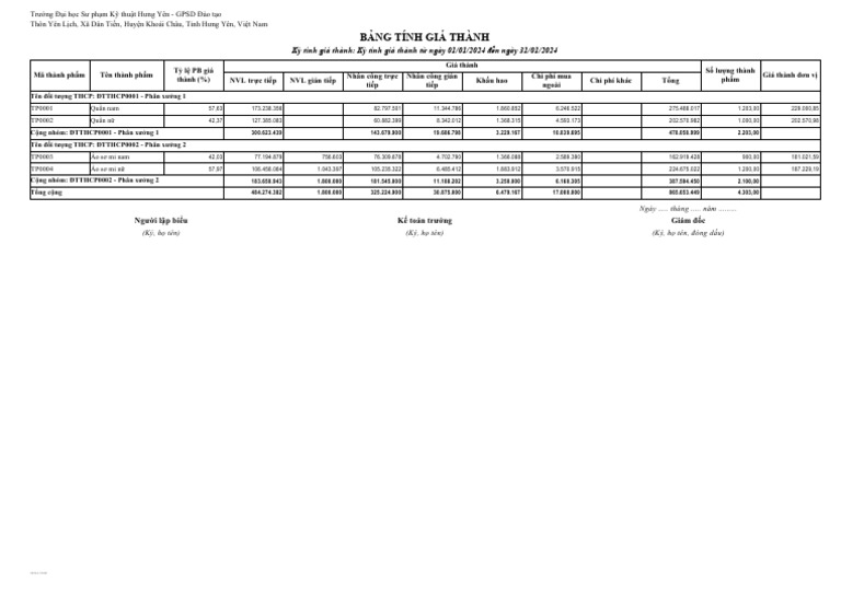 BTH3 - Bang - tinh - gia - thanh tỷ lệ | PDF