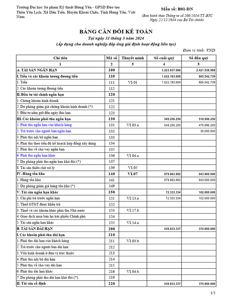 BTH1 B01 DN Bang Can Doi Ke Toan | PDF