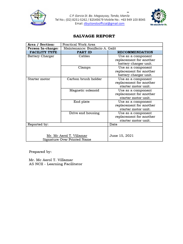 9- SALVAGE REPORT | PDF