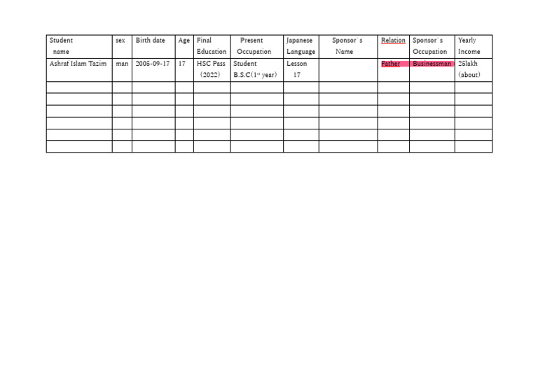 2024 April, Student Interview Sheet | PDF