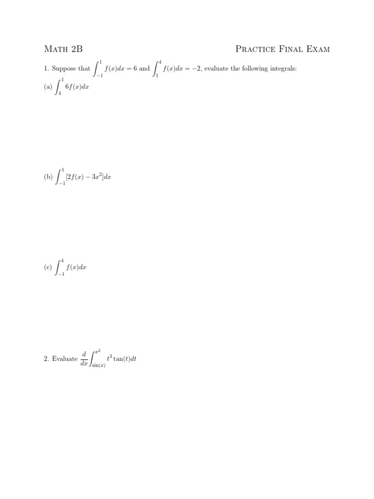 Practice Final Exam Blank | PDF