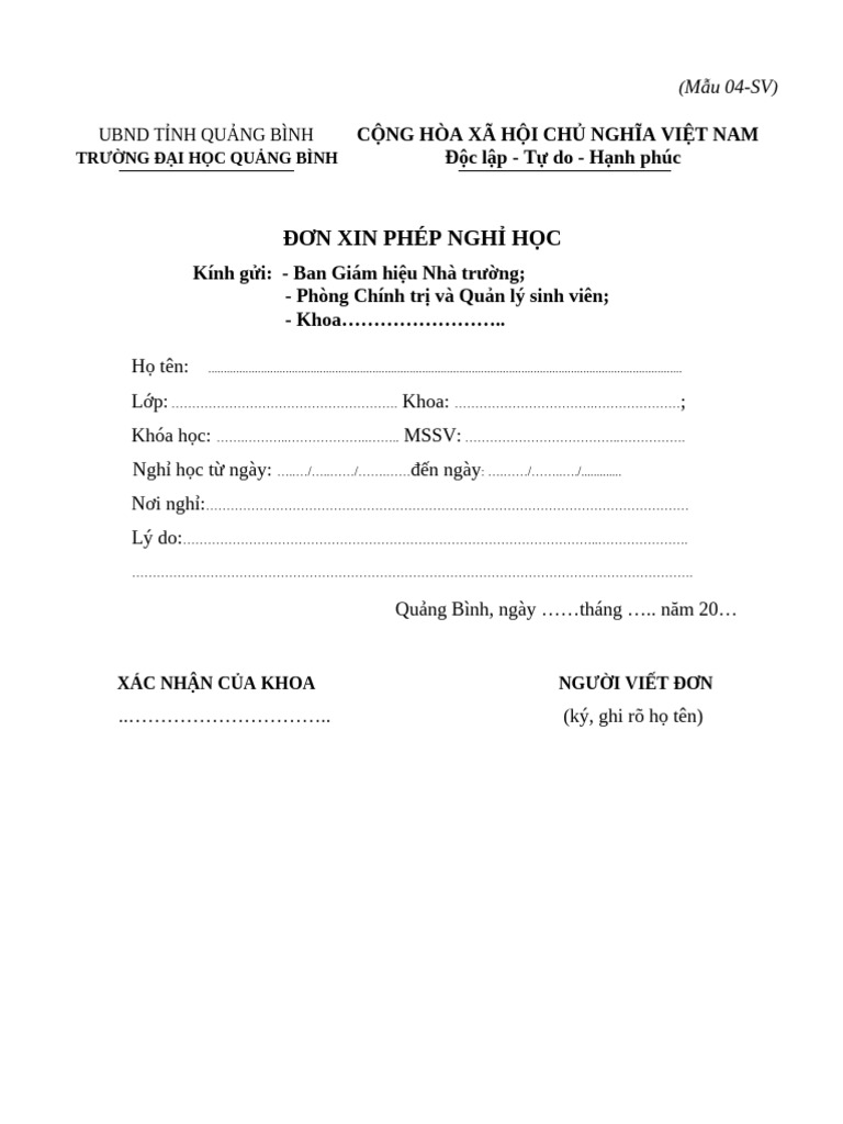 Don Xin Phep Nghi Hoc 1 | PDF