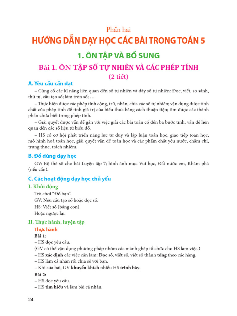 BẢN MẪU - SGV Toan 5 Chuong 1 | PDF
