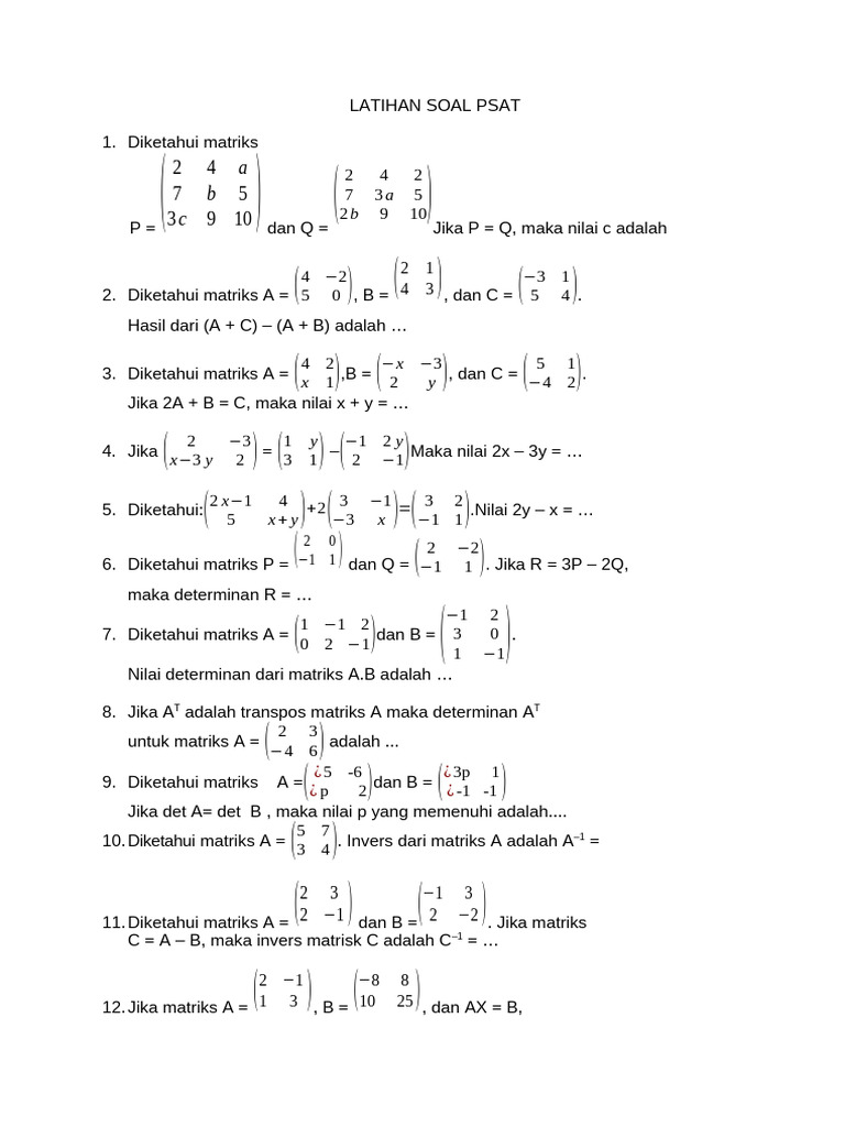 Latihan Soal Psat (2)Remidi | PDF