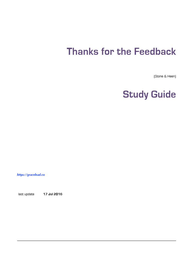 Thanks For The Feedback Guidehh | PDF | Learning | Cognition