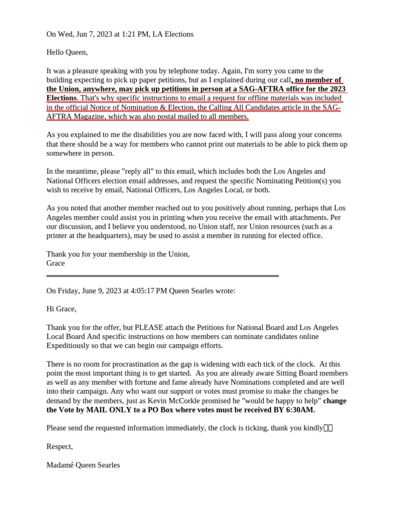 SAG-AFTRA 2023 Election Nomination Improprieties | PDF