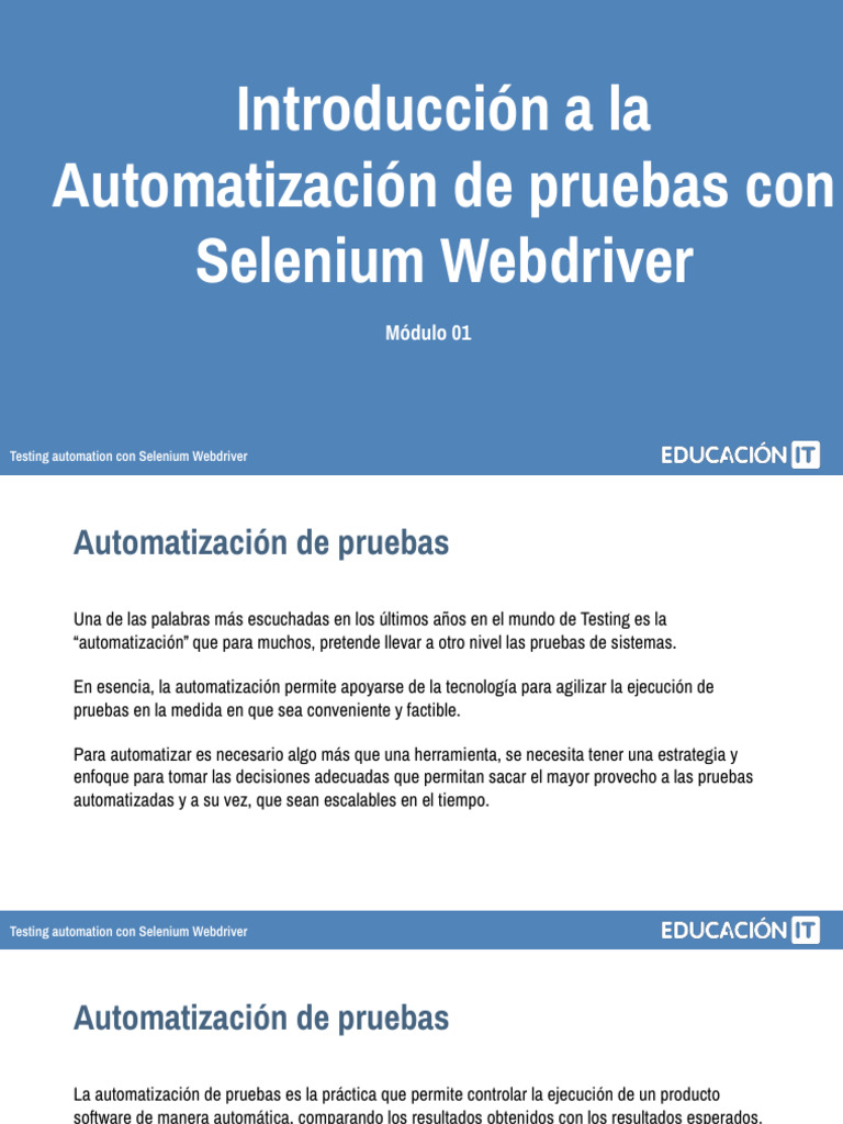 Introducción A La Automatización de Pruebas y Selenium Webdriver | PDF | Selenio (software ...