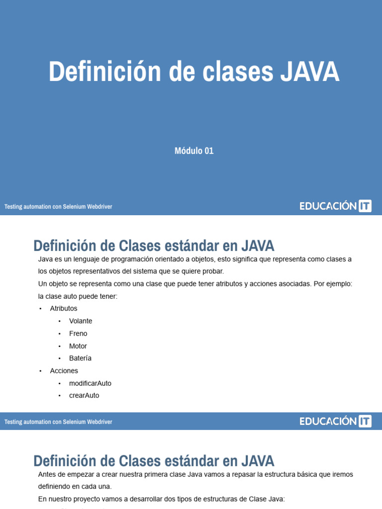 3. Definición de clases JAVA | PDF | Java (lenguaje de programación) | Selenio (software)