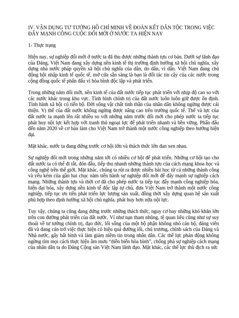 tu tuong ho chi minh ve dai doan ket dan toc | PDF