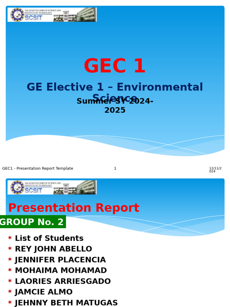 Template GEC1 Presentation Report | PDF | Sustainability | Infrastructure