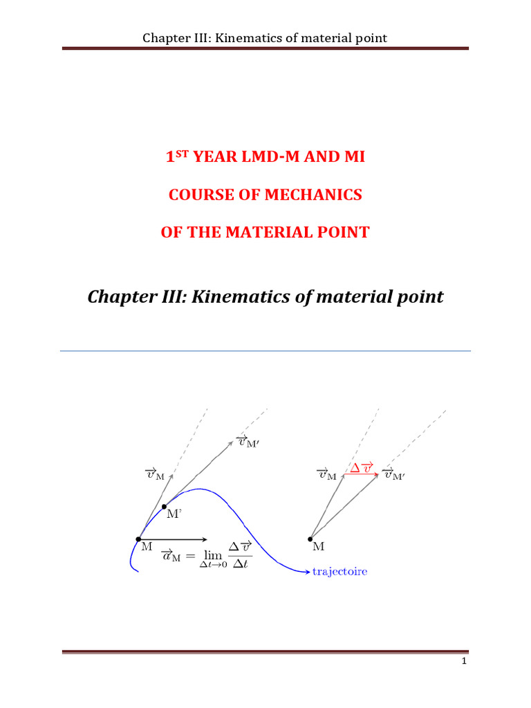 Chapter II Kinematics 2023-2024 in English | PDF | Kinematics | Acceleration