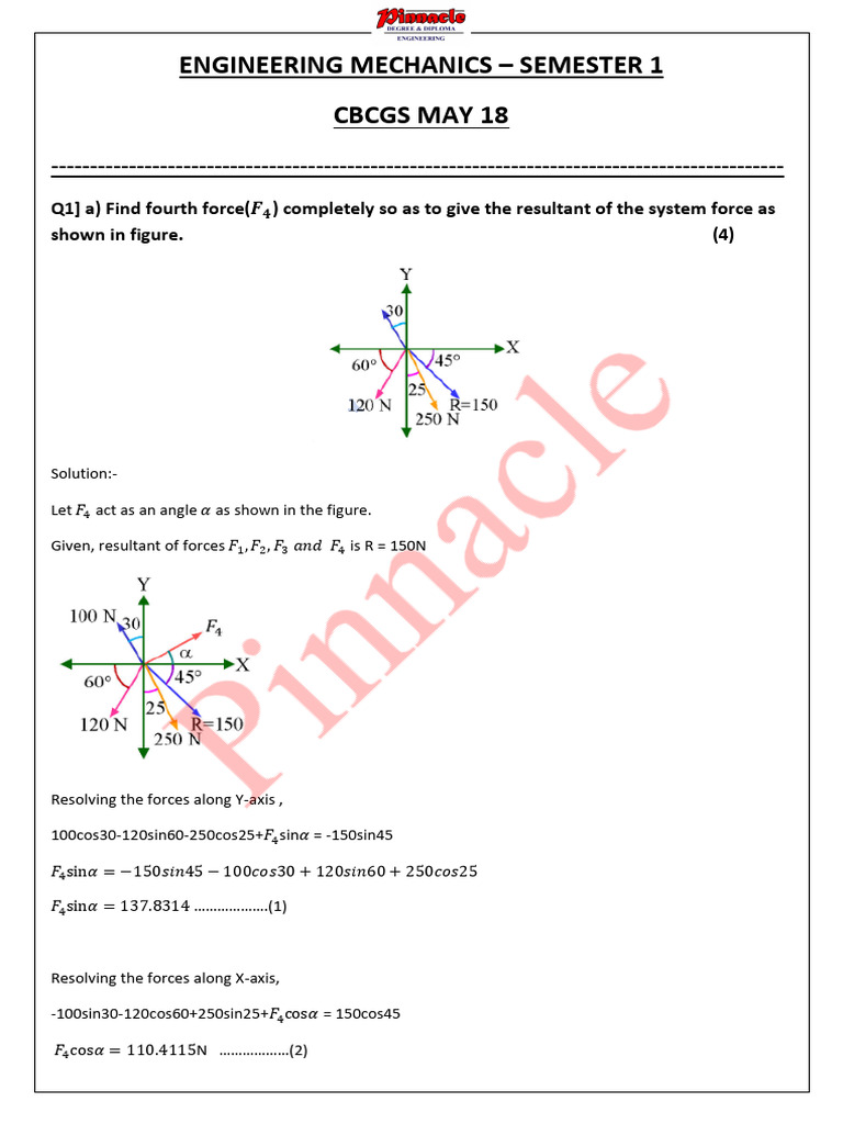 Fe-Sem1 Mechanics-Cbcgs May18 Solution | PDF | Force | Velocity