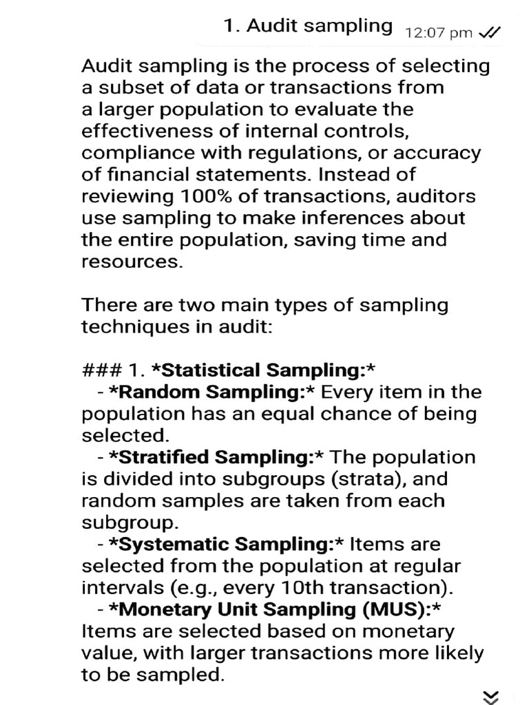 Auditing Unit-3 | PDF | Sampling (Statistics) | Audit