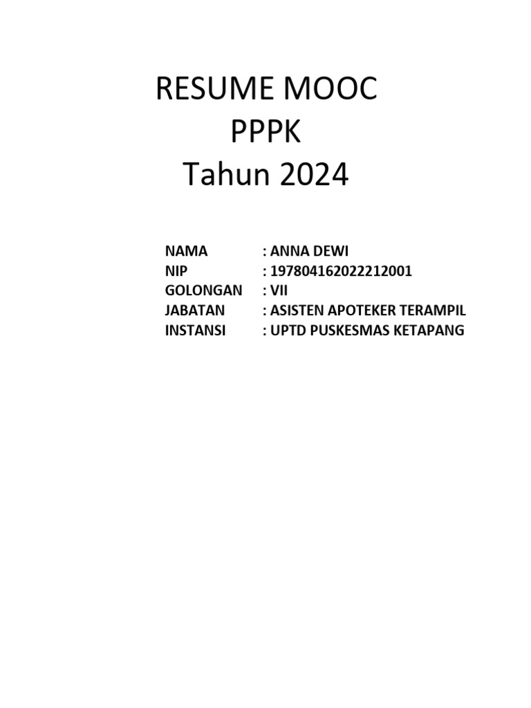 Resume MOOC PPPK 2024 Anna Dewi | PDF