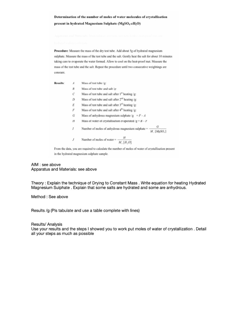 Water of Crystallization | PDF